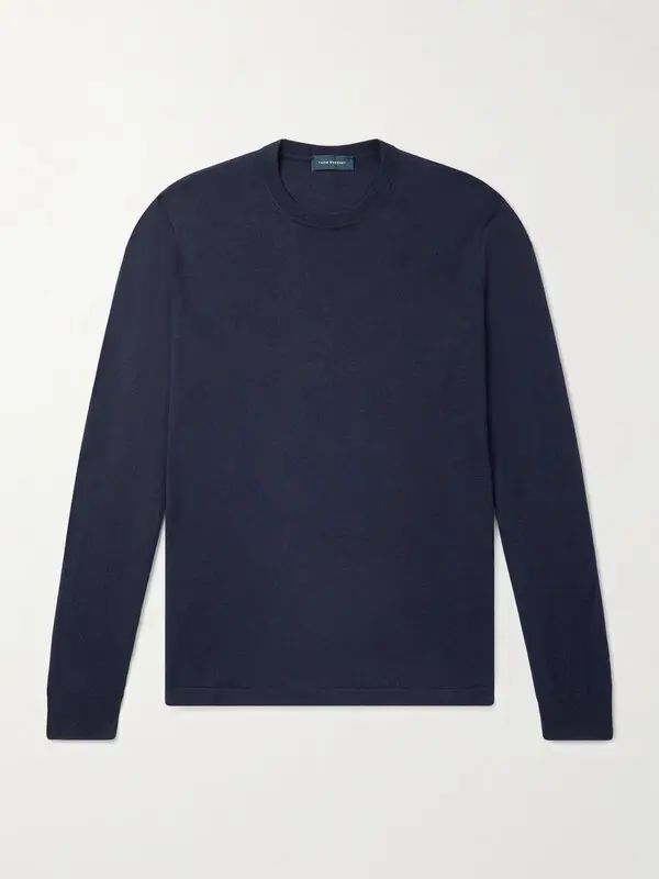 Thom Sweeney Cashmere And Silk-blend Sweater - Blue