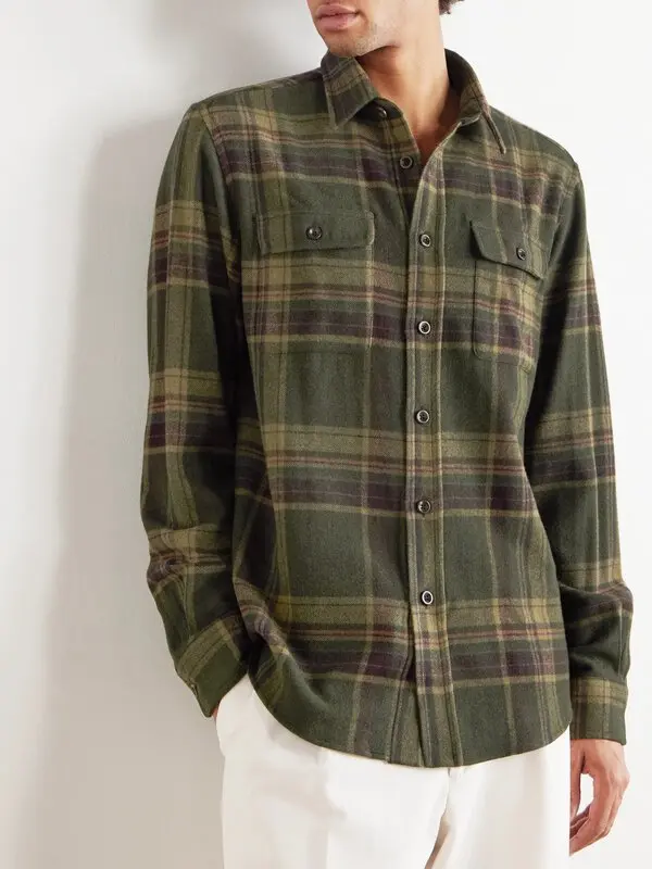 Ralph Lauren Purple Label Cooper Checked Cashmere-flannel Shirt
