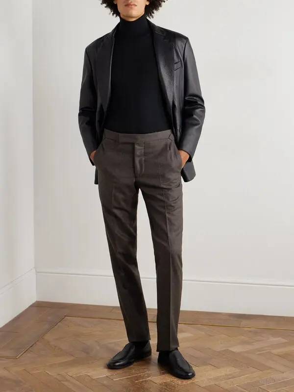 Thom Sweeney Slim-fit Tapered Wool Trousers