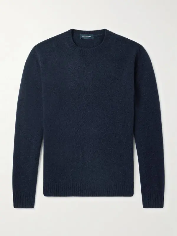 Thom Sweeney Brushed Cashmere-blend Sweater - Blue