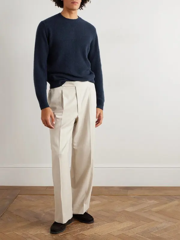 Thom Sweeney Brushed Cashmere-blend Sweater - Blue