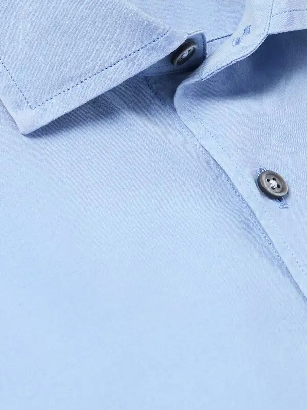 Zegna Spread-collar Mulberry Silk Shirt - Blue