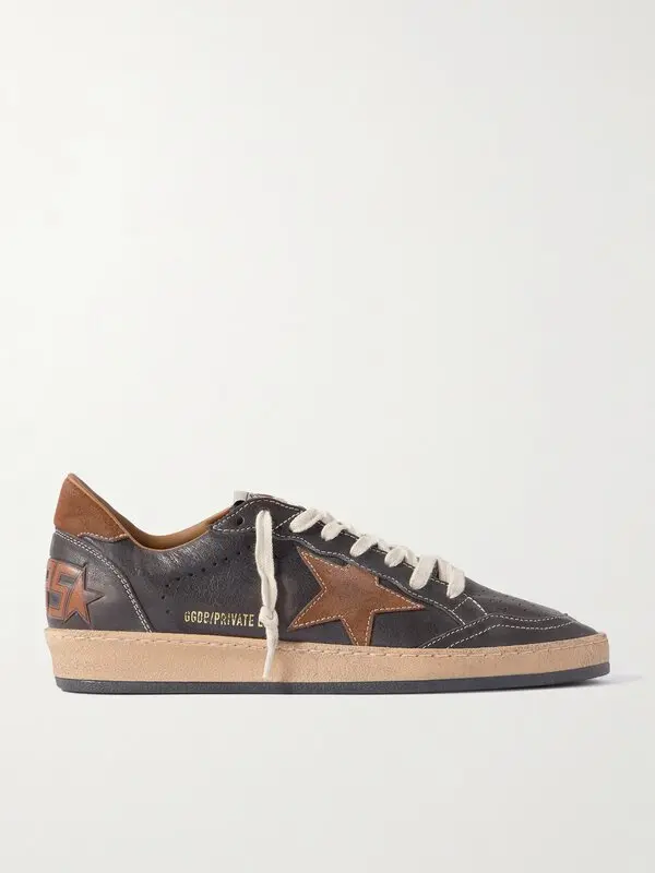 GOLDEN GOOSE Ball Star Distressed Leather Sneakers - Brown