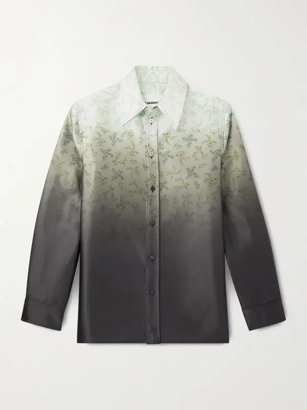 JIL SANDER Dégradé Floral-print Satin-twill Shirt