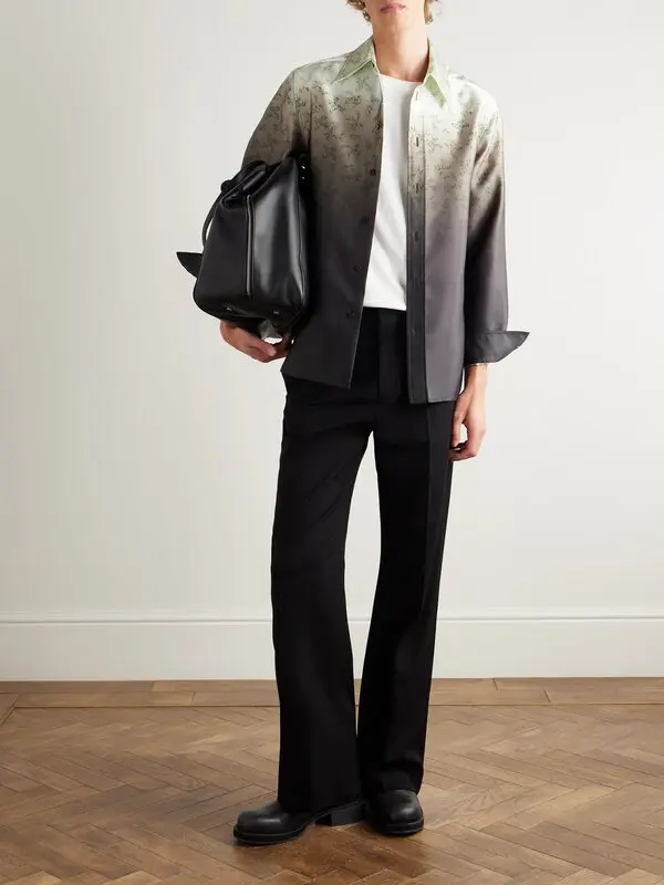 JIL SANDER Dégradé Floral-print Satin-twill Shirt