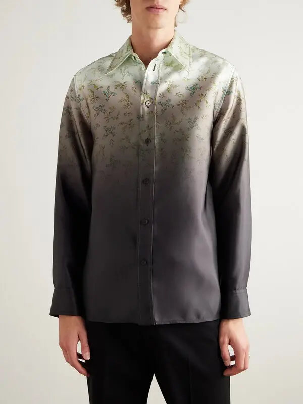 JIL SANDER Dégradé Floral-print Satin-twill Shirt