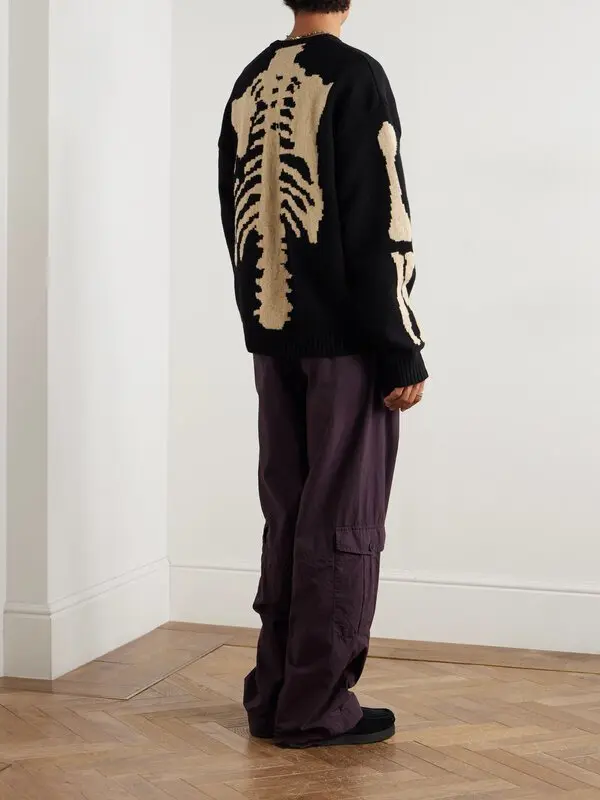 Kapital Oversized Intarsia Wool Sweater - Black