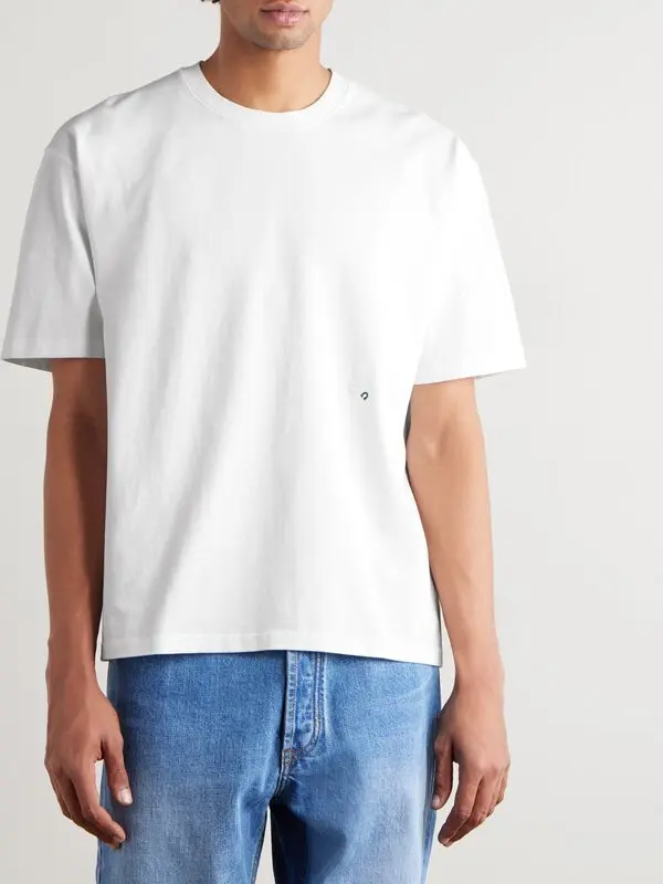 DRAKE'S Embroidered Cotton-jersey T-shirt