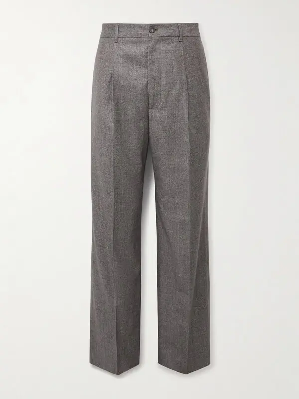 FRAME Wide-leg Pleated Virgin Wool-flannel Suit Trousers