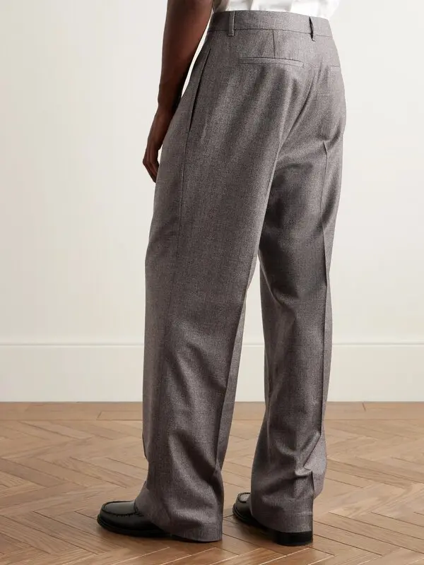 FRAME Wide-leg Pleated Virgin Wool-flannel Suit Trousers