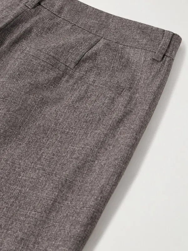 FRAME Wide-leg Pleated Virgin Wool-flannel Suit Trousers