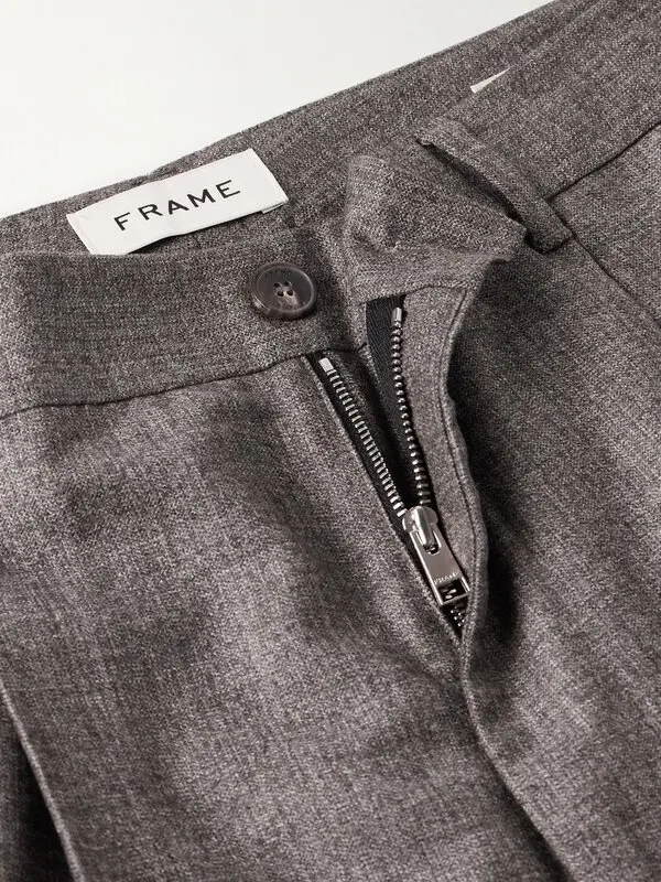 FRAME Wide-leg Pleated Virgin Wool-flannel Suit Trousers