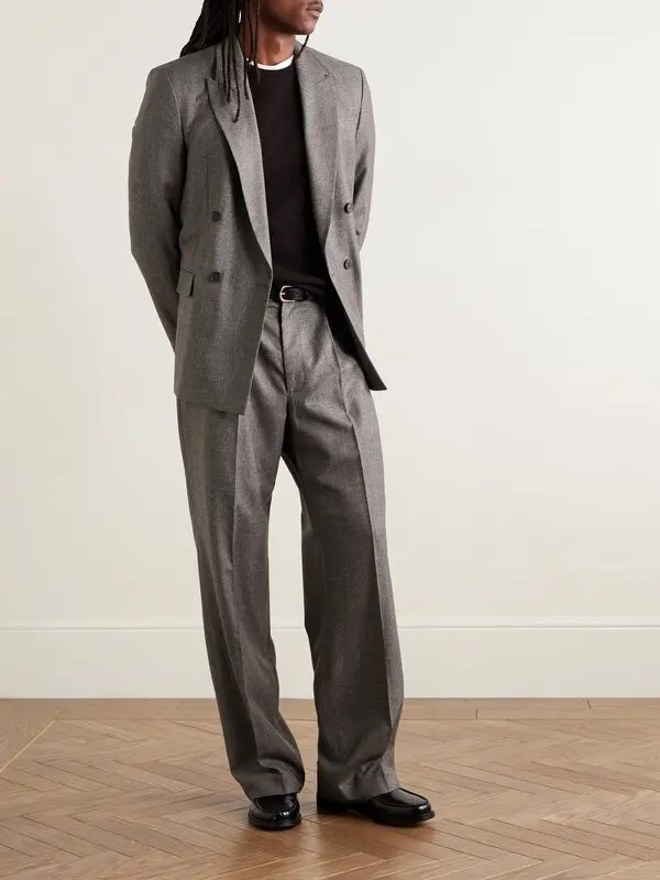 FRAME Double-breasted Virgin Wool-flannel Suit Jacket