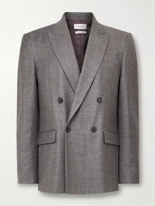 FRAME Double-breasted Virgin Wool-flannel Suit Jacket - Gray