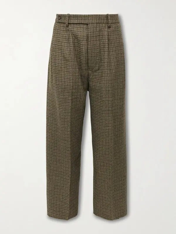 BODE Morris Pleated Houndstooth Wool Trousers
