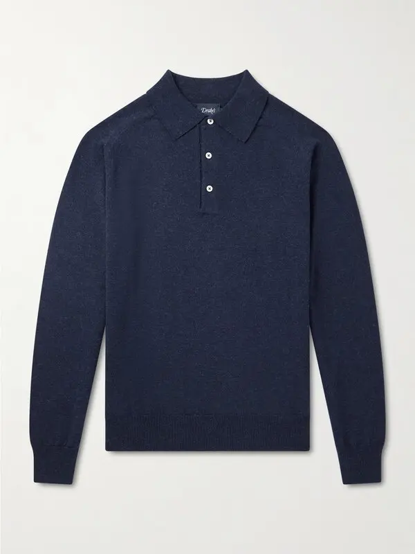 DRAKE'S Wool And Alpaca-blend Polo Shirt