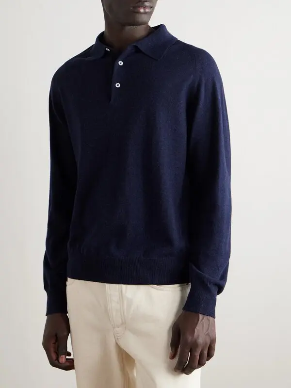 DRAKE'S Wool And Alpaca-blend Polo Shirt