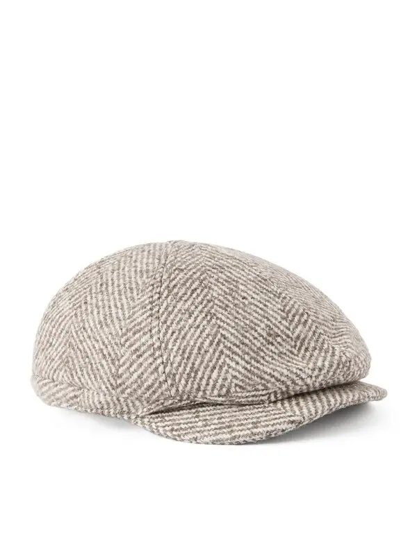 Brunello Cucinelli Herringbone Knitted Flat Cap - Neutrals