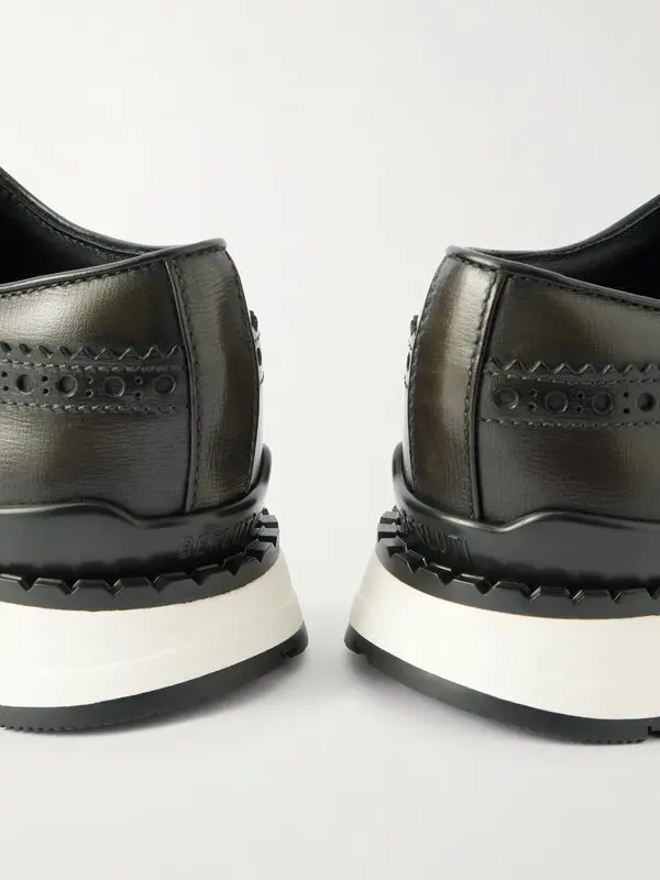 Berluti Fast Track Venezia Leather Oxford Sneakers - Green