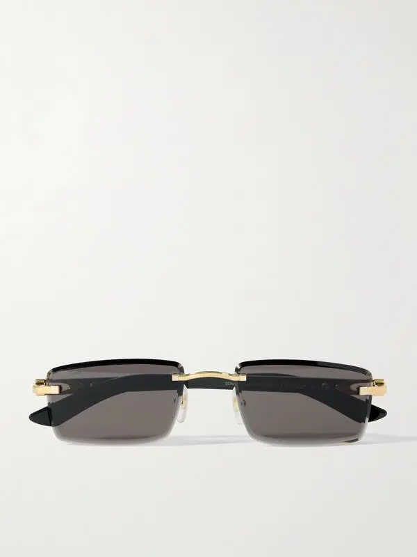 Cartier Signature Rectangular-frame Rimless Sunglasses - Black