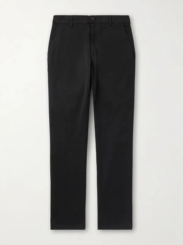 Canali Straight-leg Cotton-blend Twill Chino - Black
