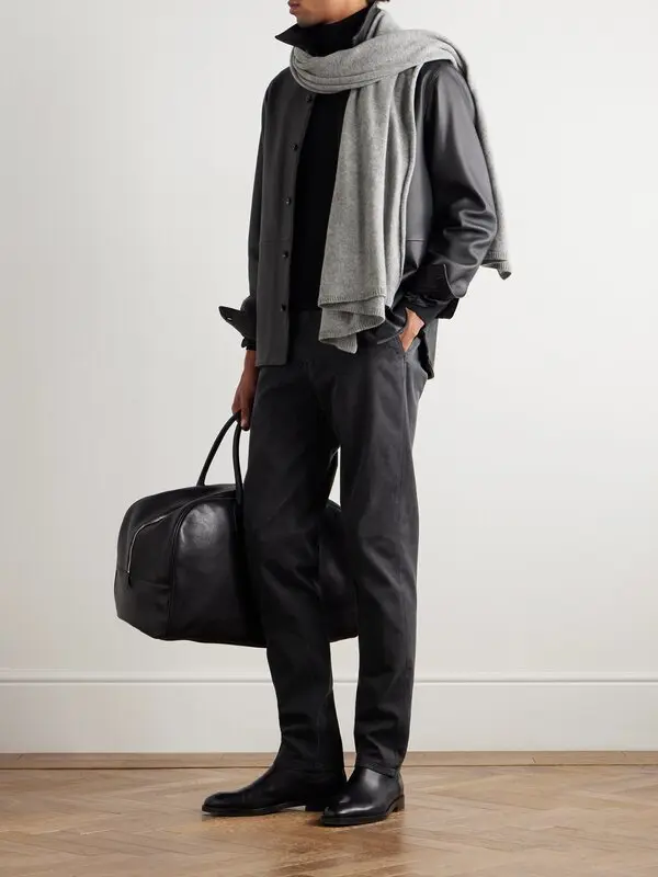 Canali Straight-leg Cotton-blend Twill Chino - Black