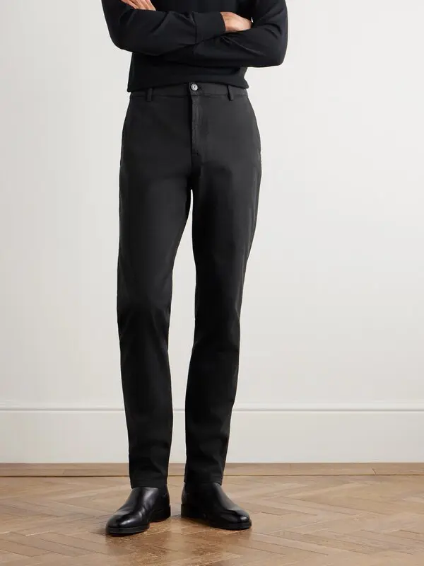 Canali Straight-leg Cotton-blend Twill Chino - Black
