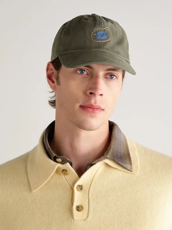 DRAKE'S Logo-embroidered Cotton-twill Cap