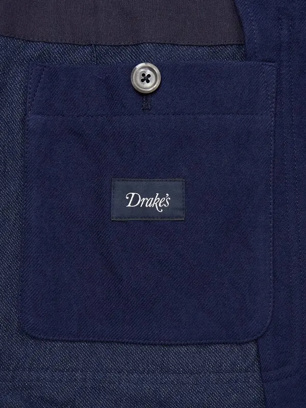 DRAKE'S Mkiii Double-breasted Twill Blazer - Blue