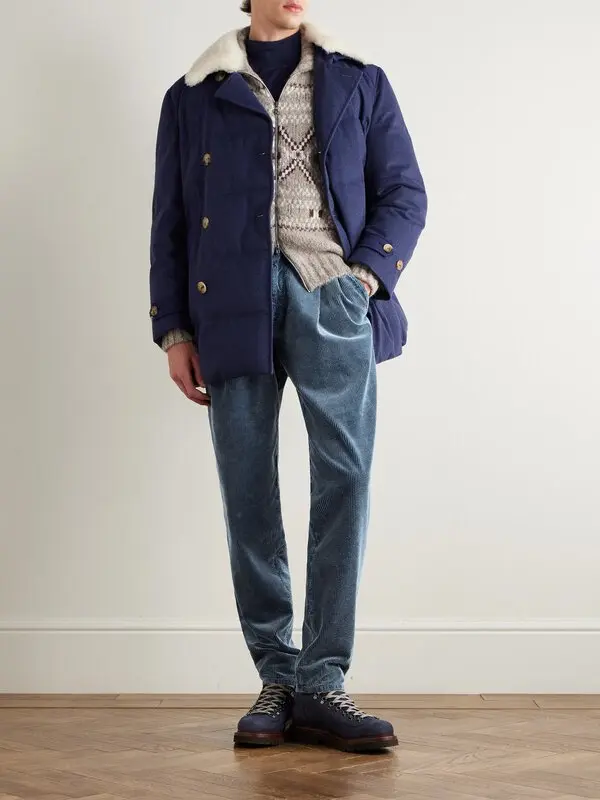 Brunello Cucinelli Tapered Cotton-corduroy Trousers - Blue
