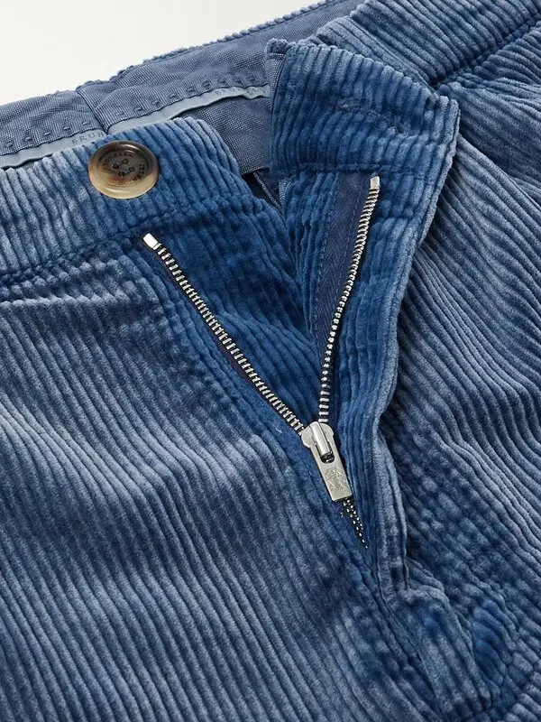 Brunello Cucinelli Tapered Cotton-corduroy Trousers - Blue