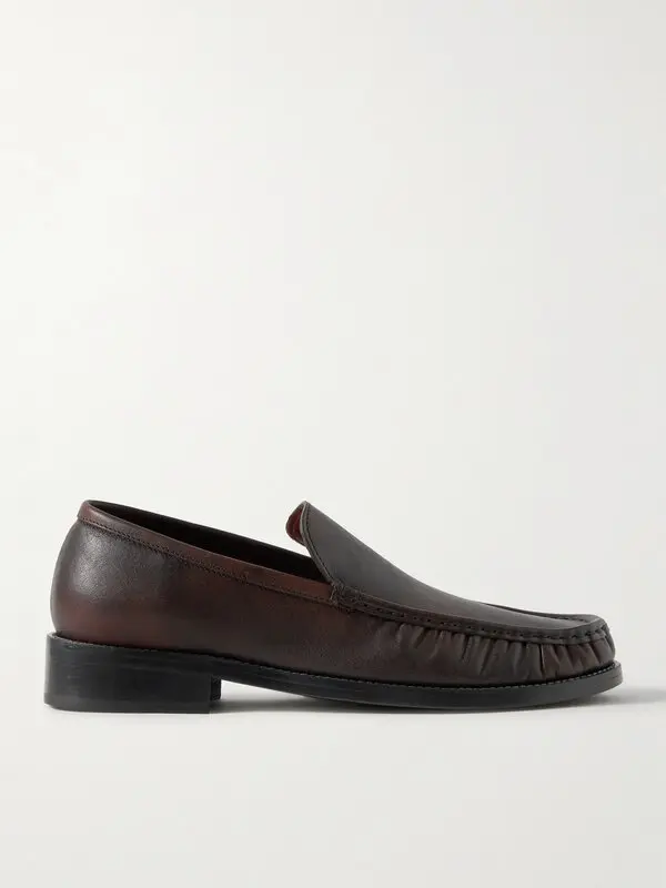 Acne Studios Logo-print Burnished-leather Loafers