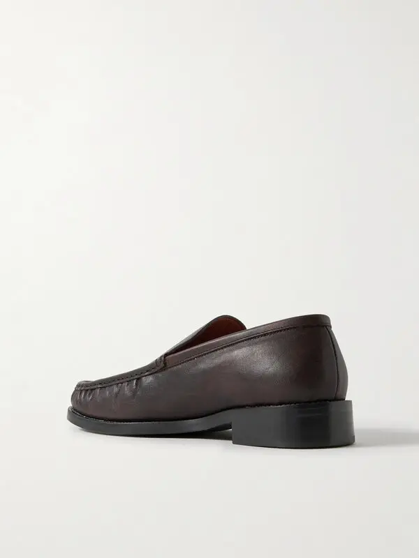 Acne Studios Logo-print Burnished-leather Loafers