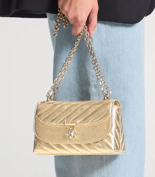 JIMMY CHOO Small Curve Leather Cross-body Bag - Gold