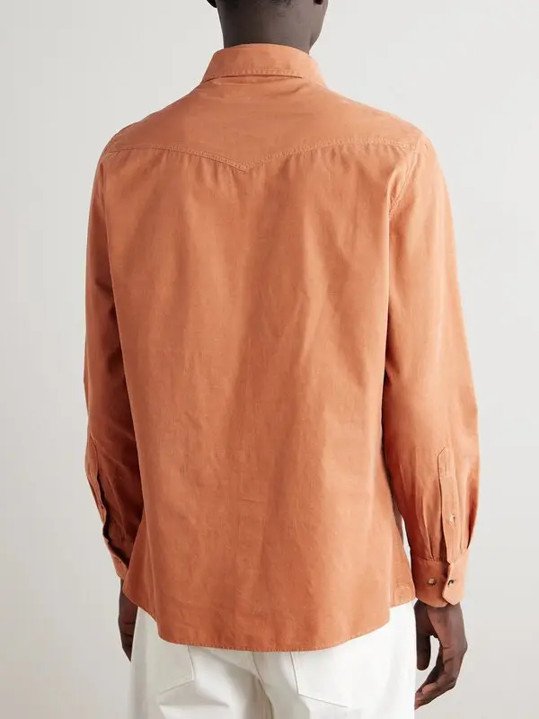 Brunello Cucinelli Cotton-corduroy Western Shirt - Orange
