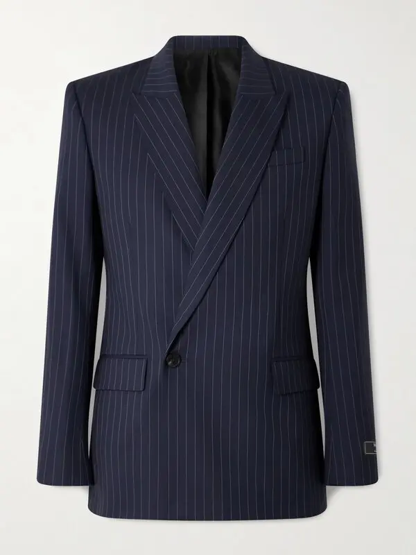 Balmain Double-breasted Pinstriped Wool-blend Blazer
