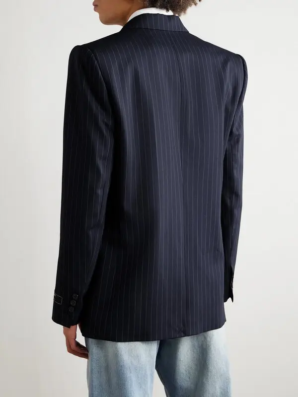 Balmain Double-breasted Pinstriped Wool-blend Blazer