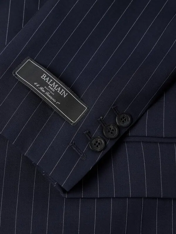Balmain Double-breasted Pinstriped Wool-blend Blazer