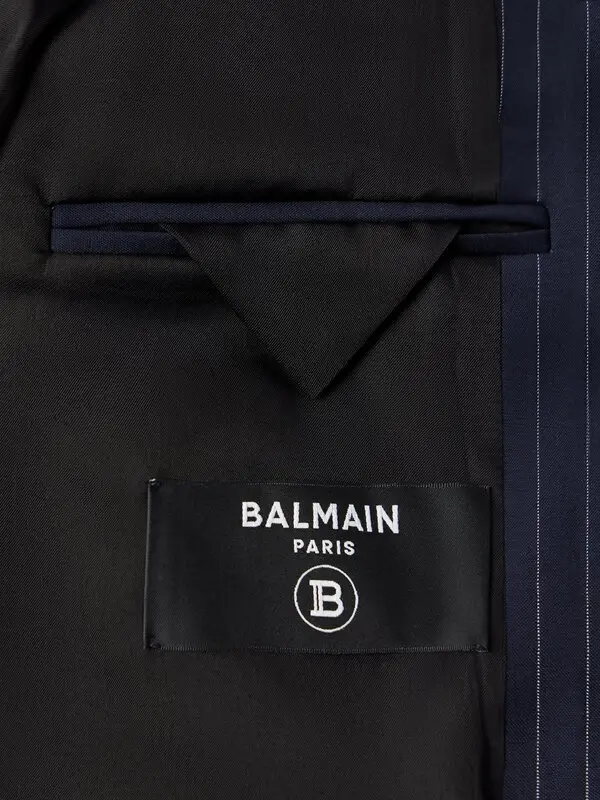 Balmain Double-breasted Pinstriped Wool-blend Blazer