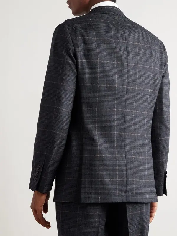Brunello Cucinelli Checked Double-breasted Cashmere And Virgin Wool-blend Suit Jacket