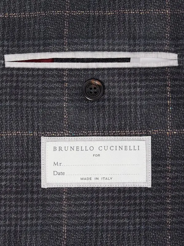 Brunello Cucinelli Checked Double-breasted Cashmere And Virgin Wool-blend Suit Jacket