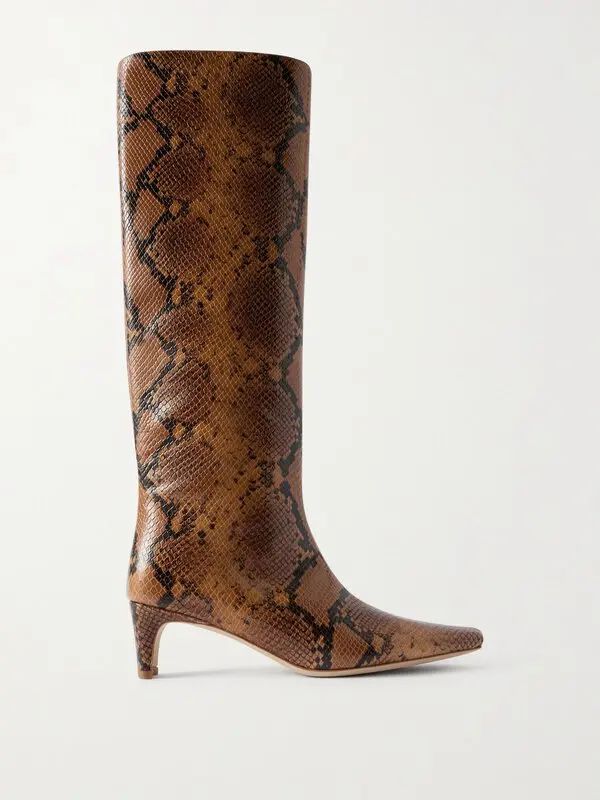 Staud Wally Snake-effect Leather Knee Boots - Animal Print