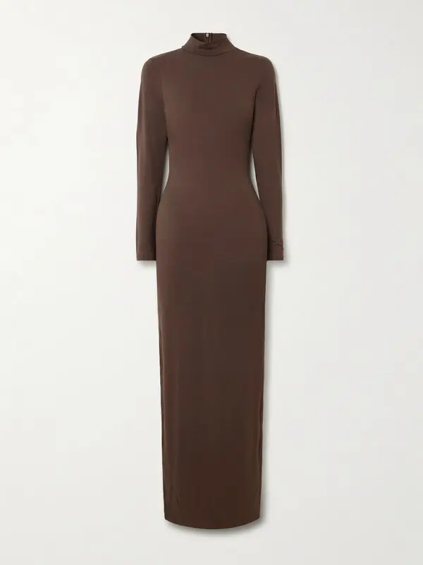 SKIMS Smooth Layers Turtleneck Long Dress - Brown