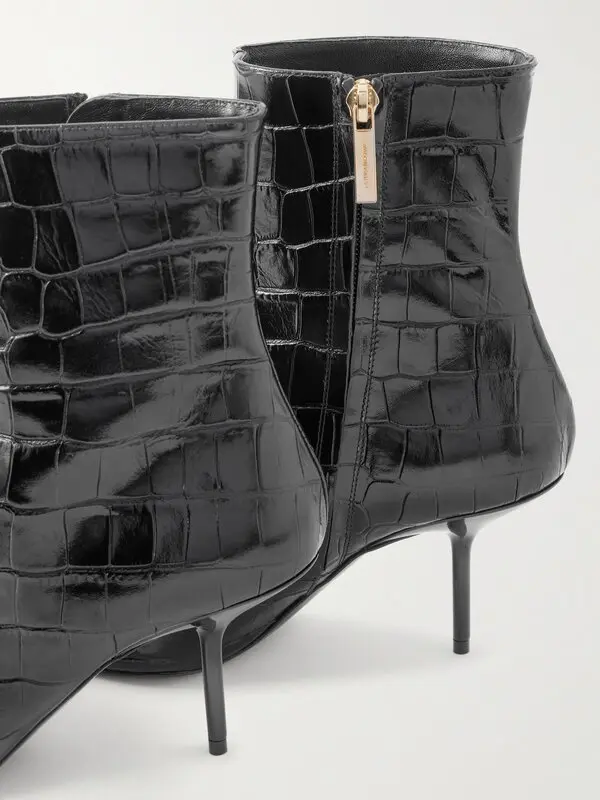 Victoria Beckham Croc-effect Patent-leather Ankle Boots