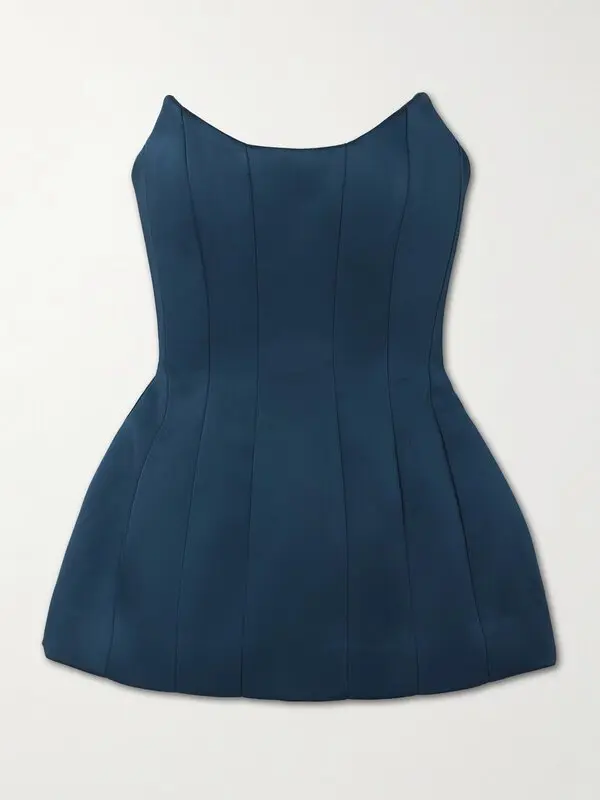Rebecca Vallance Elivera Paneled Strapless Satin Top - Navy