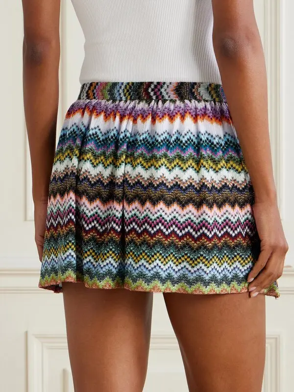 Missoni Striped Metallic Crochet-knit Shorts