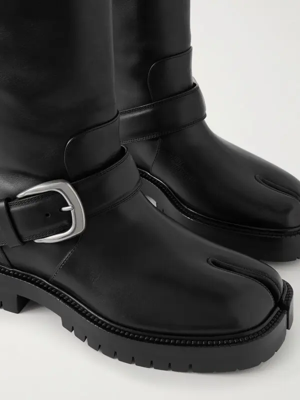 MAISON MARGIELA Tabi Buckled Split-toe Leather Knee Boots