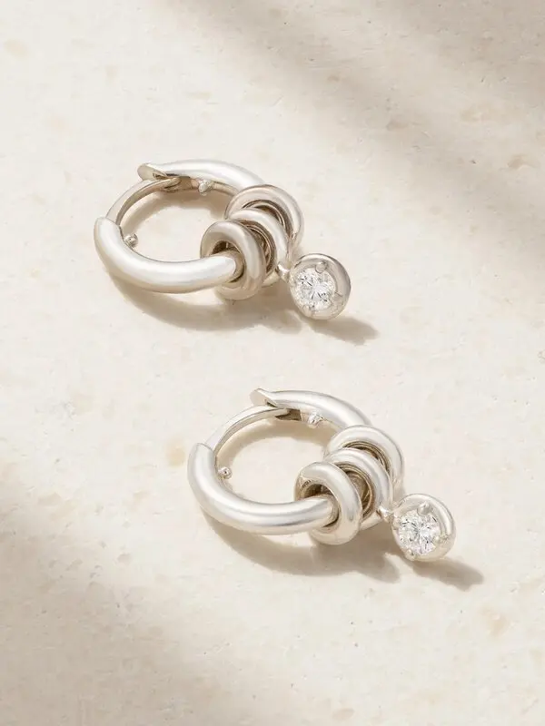 SPINELLI KILCOLLIN Zahra Sterling Diamond Hoop Earrings - Silver
