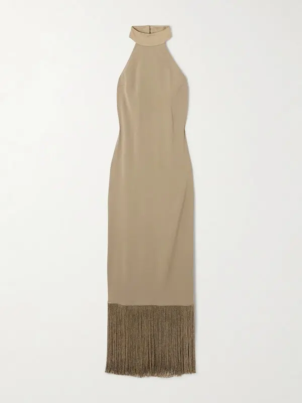 TALLER MARMO Berlin Fringed Crepe Gown - Green