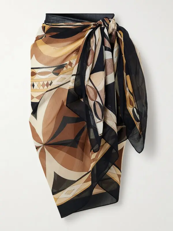 Emilio Pucci Printed Cotton Pareo - Gold
